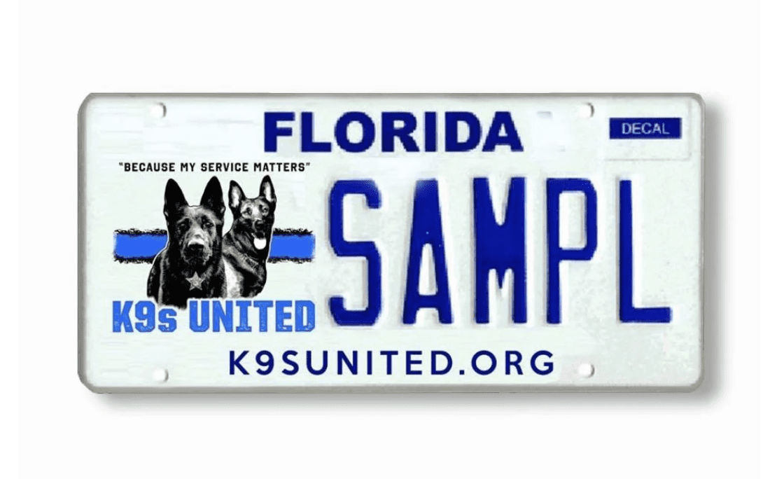 Support Needed to Hit Goal for New Florida K9 Officer License Plate